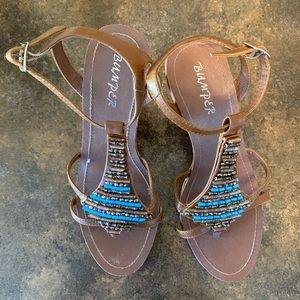 Bumper | Shoes | Bumper Brown Wedge Sandals | Poshmark